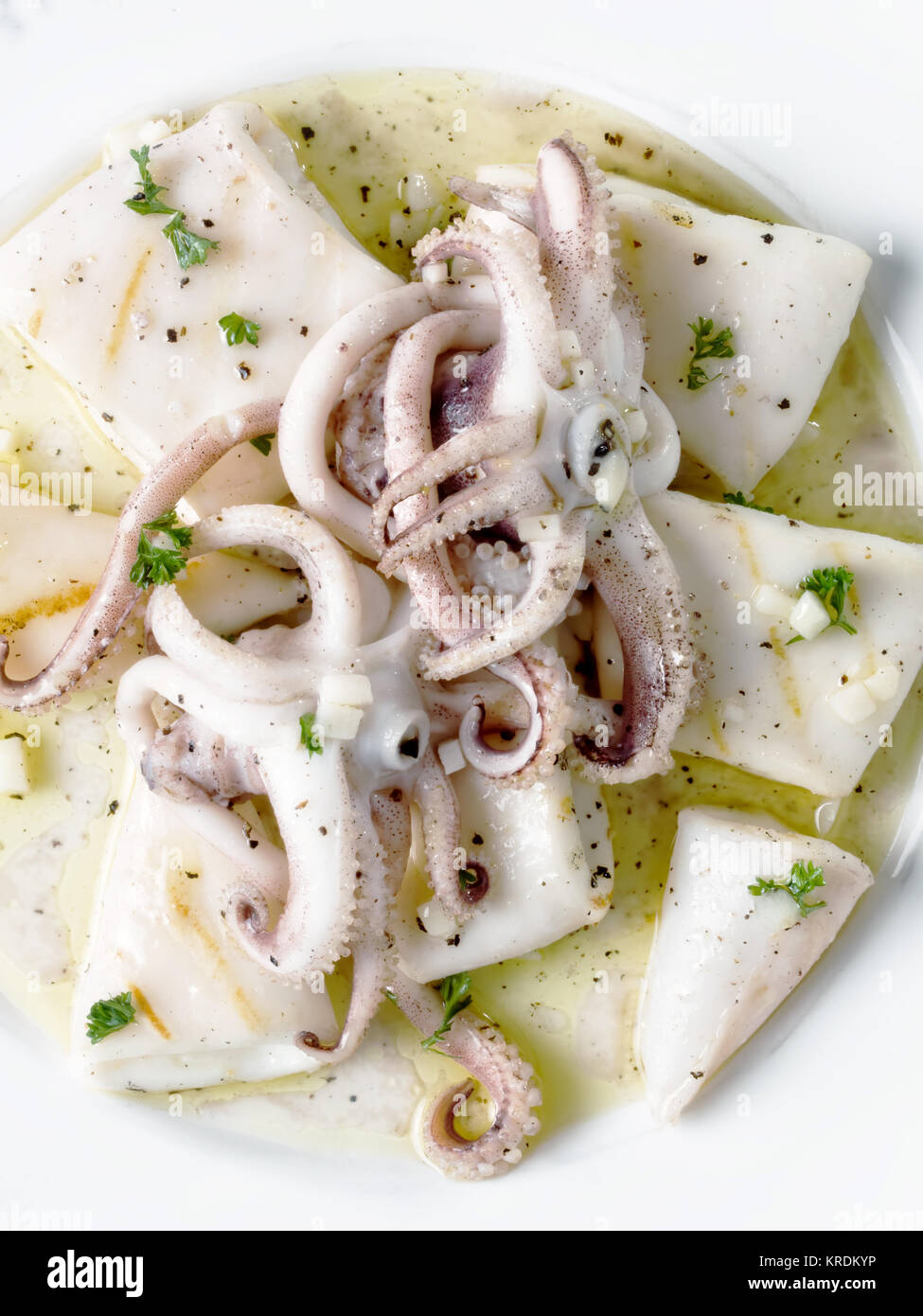 rustic mediterranean grill squid Stock Photo - Alamy