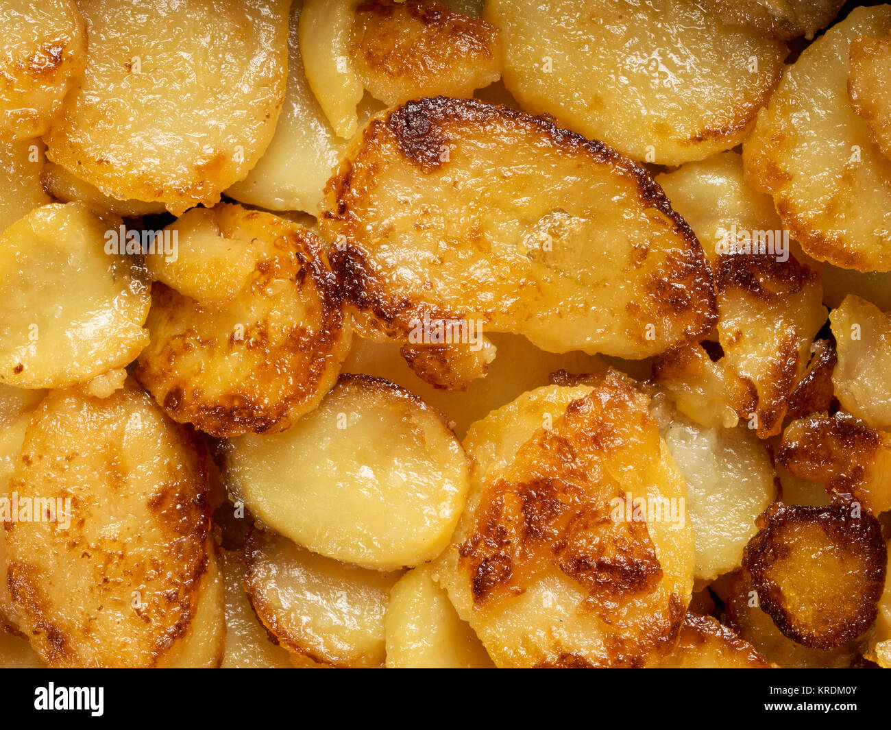 rustic golden german pan fried potato bratkartofflen food background ...