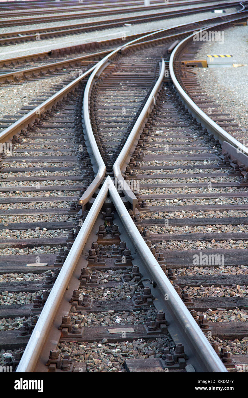 rail track of a railway line Stock Photo - Alamy