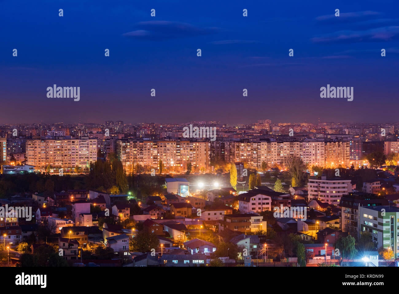 Bucharest view from above at sunset Stock Photo - Alamy