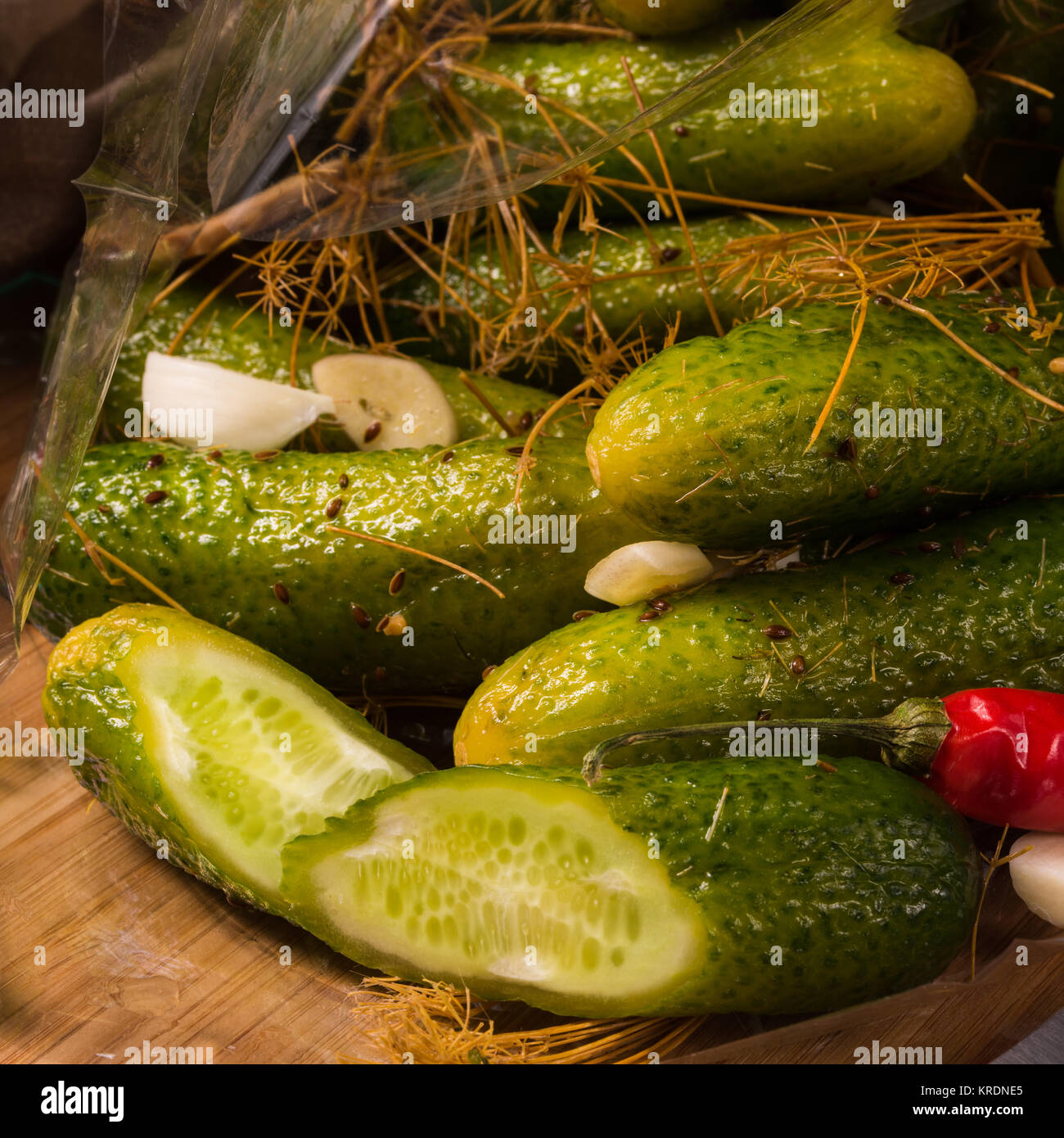 Salt cucumbers briefly stored Stock Photo - Alamy
