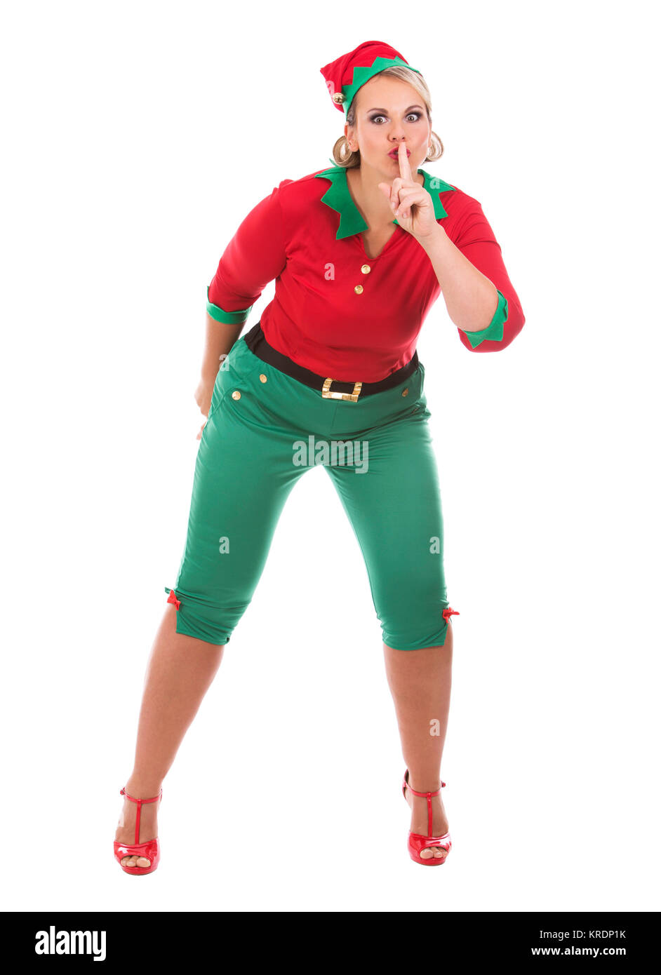blond elf female holding presents Stock Photo - Alamy