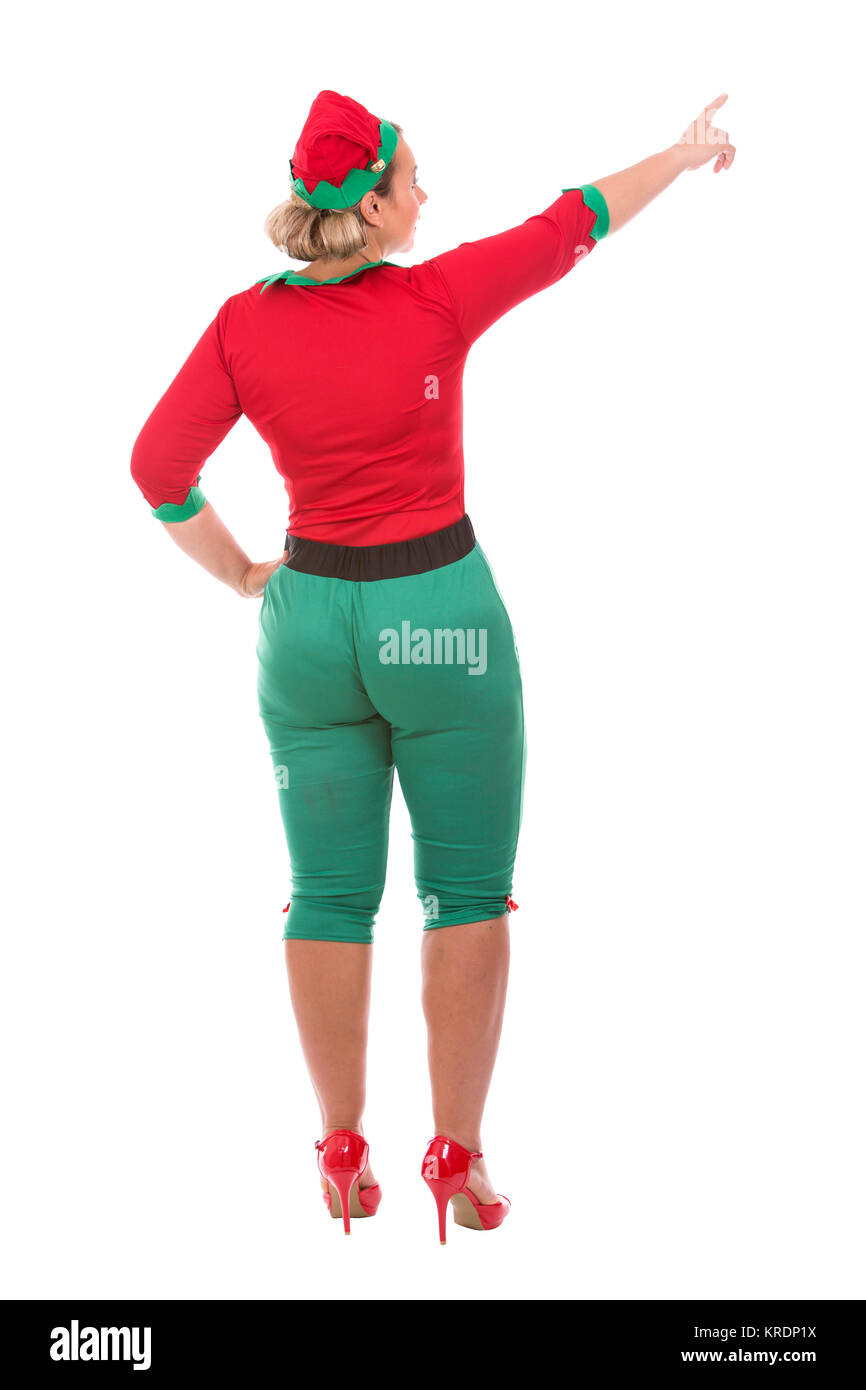 blond elf female holding presents Stock Photo - Alamy