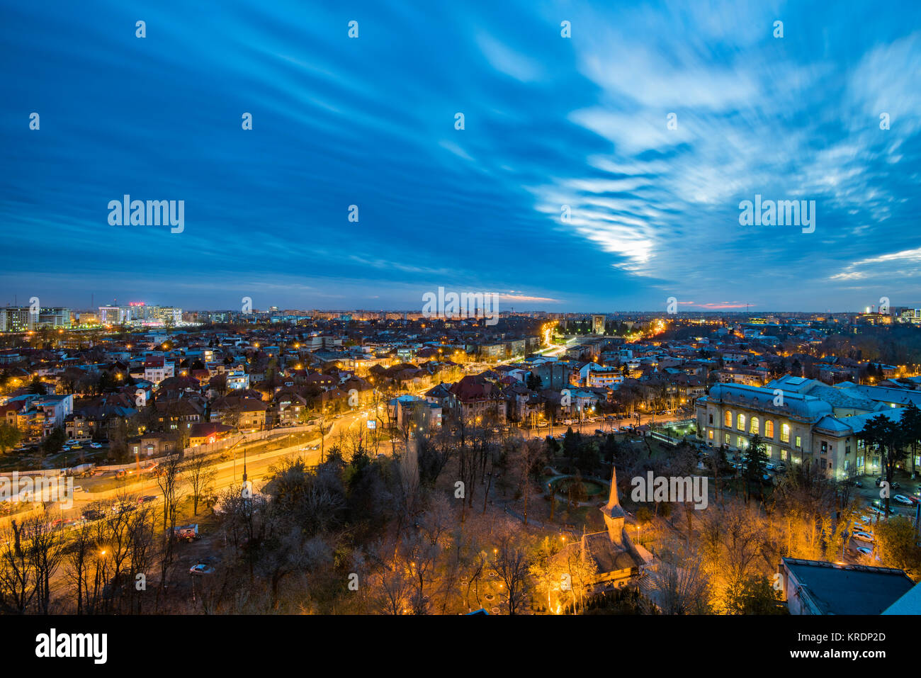 Bucharest aerial view at night - Cotroceni neighborhood Stock Photo - Alamy