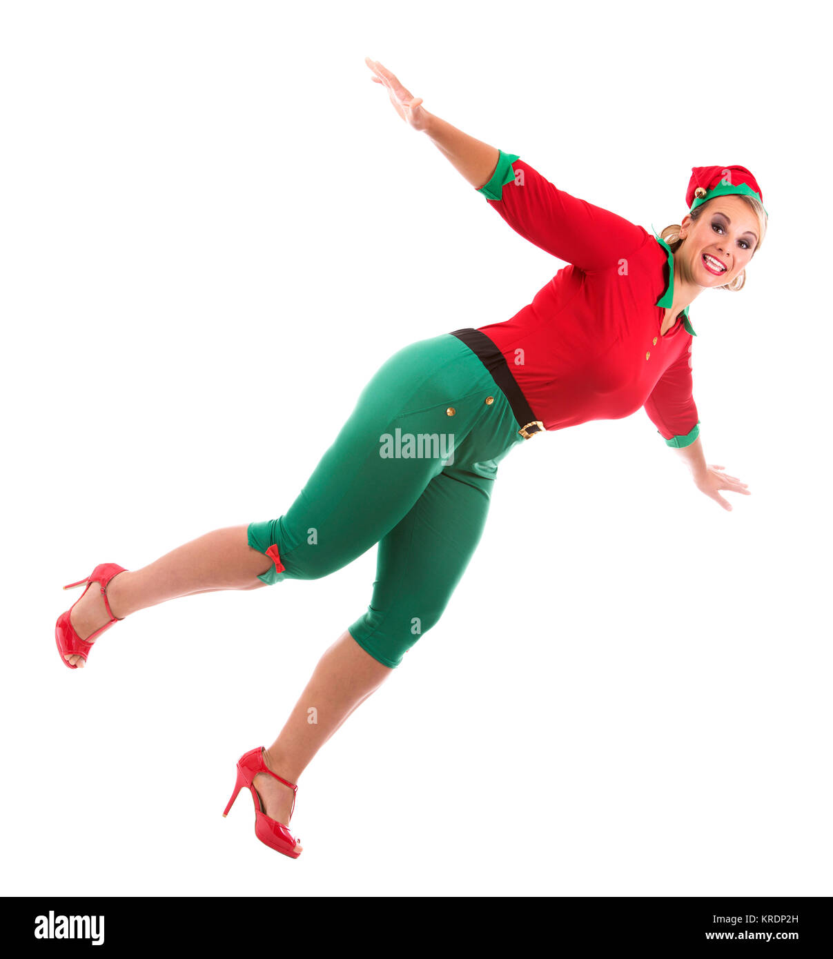 blond elf female holding presents Stock Photo - Alamy