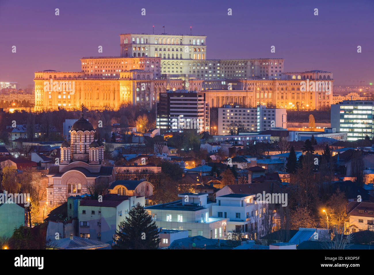 Bucharest night view Stock Photo - Alamy