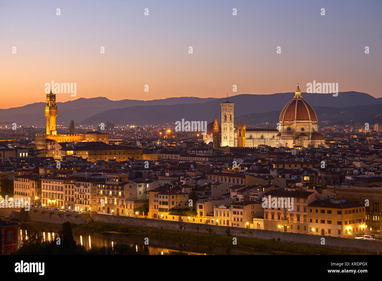 Florence, Italy, dusk overview of city Stock Photo - Alamy