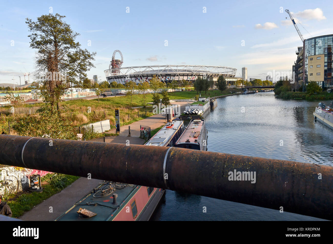 Hackney Wick London UK October 2017 - Canals around the Fish Island ...