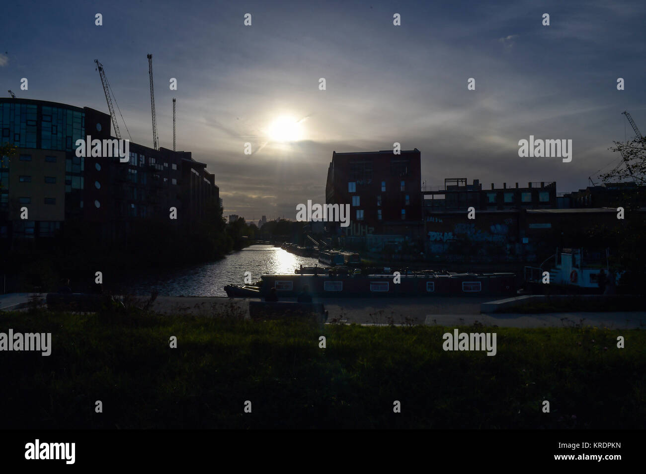 Hackney Wick London UK October 2017 - Canals around the Fish Island ...