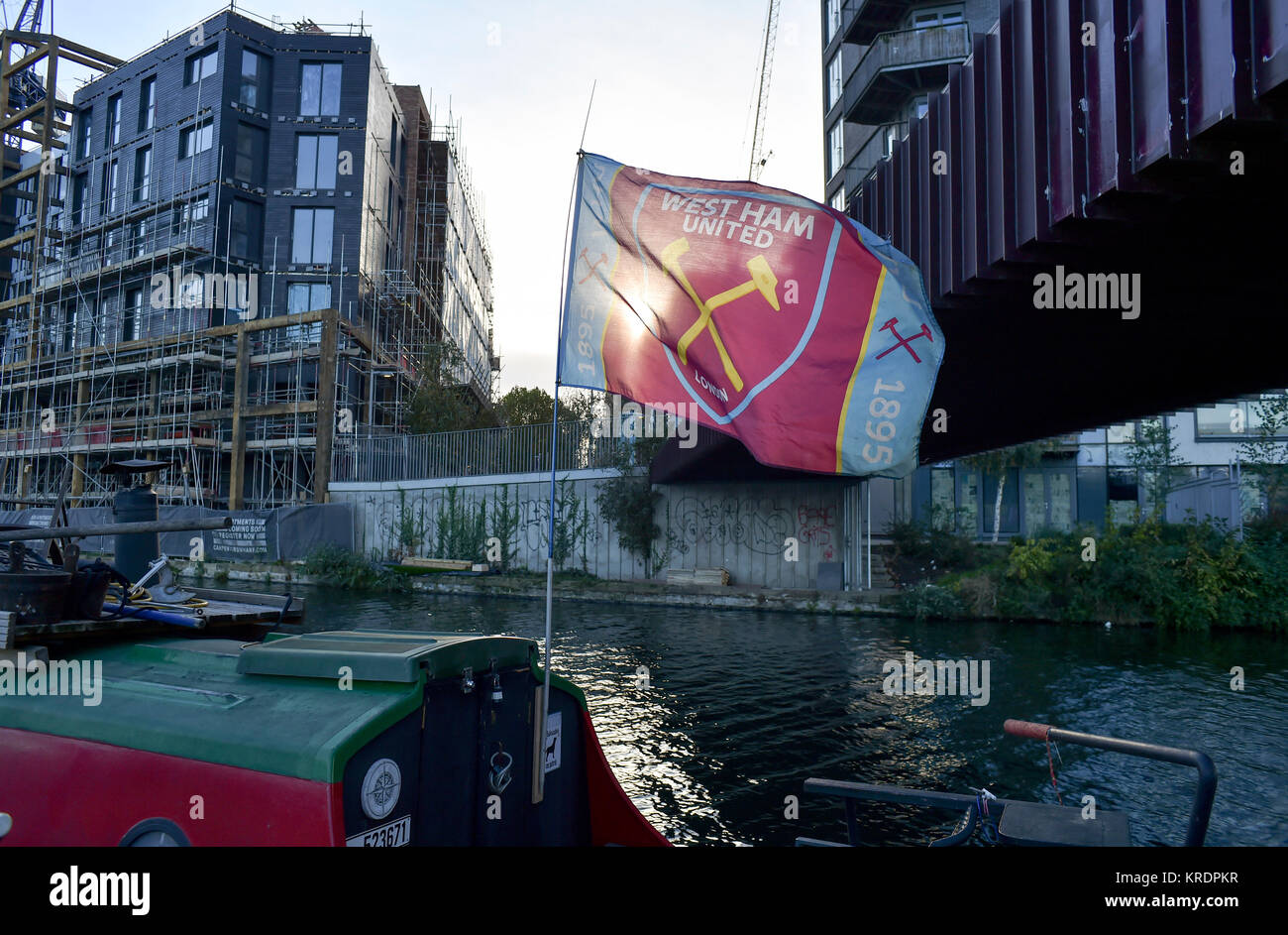 Hackney Wick London UK October 2017 - Canals around the Fish Island ...