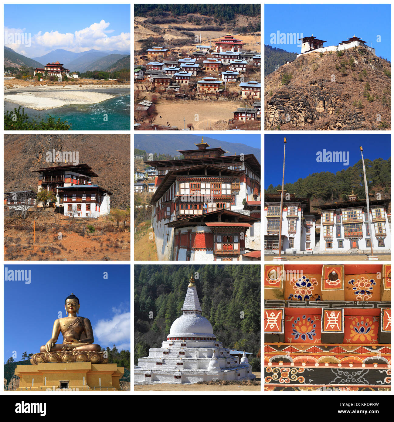 Impressions of Bhutan, Collage of Travel Images Stock Photo - Alamy
