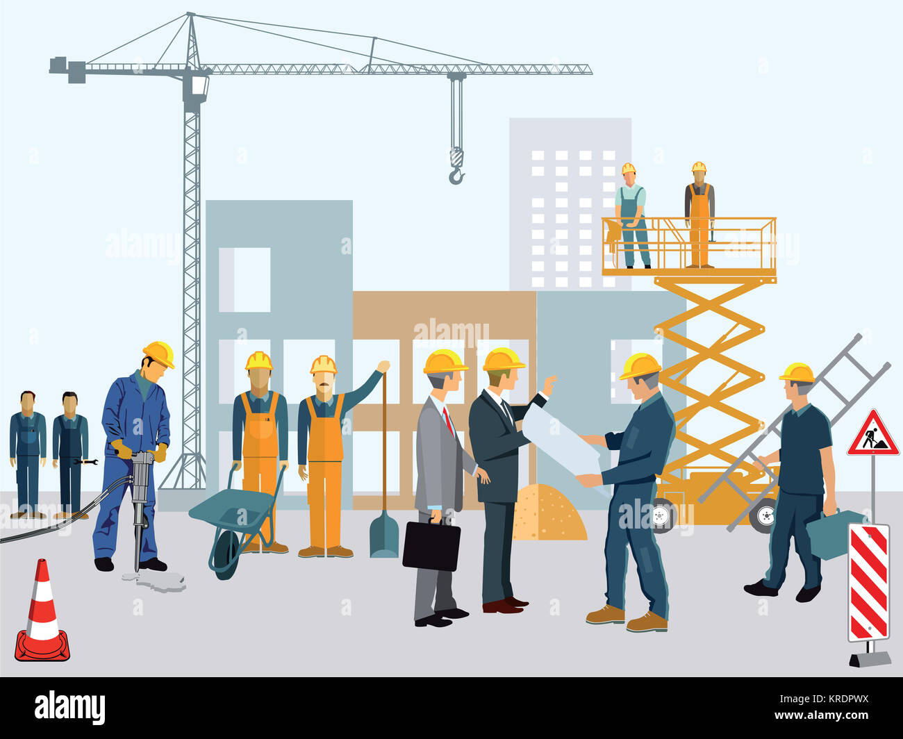 construction site with workers and architect Stock Photo - Alamy