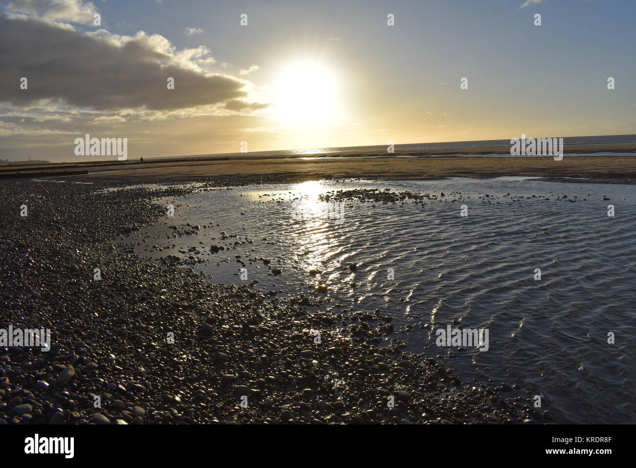 Cleveleys beach sunset Stock Photo - Alamy