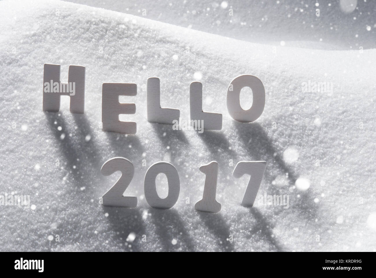 White Letters Building English Text Hello 2017 In Snow. Snowy Scenery ...