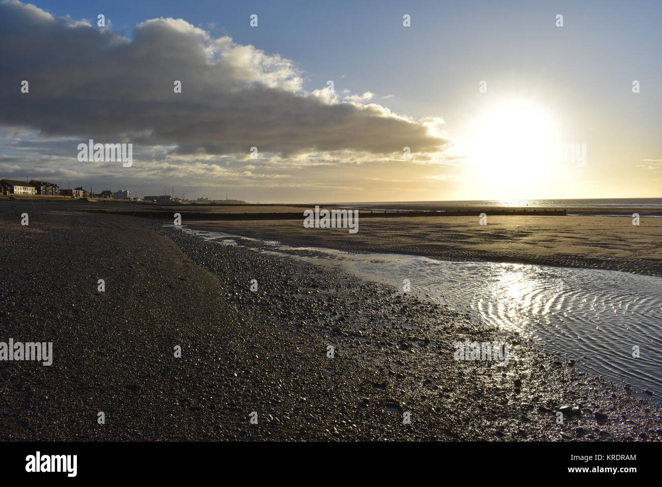 Cleveleys beach sunset Stock Photo - Alamy