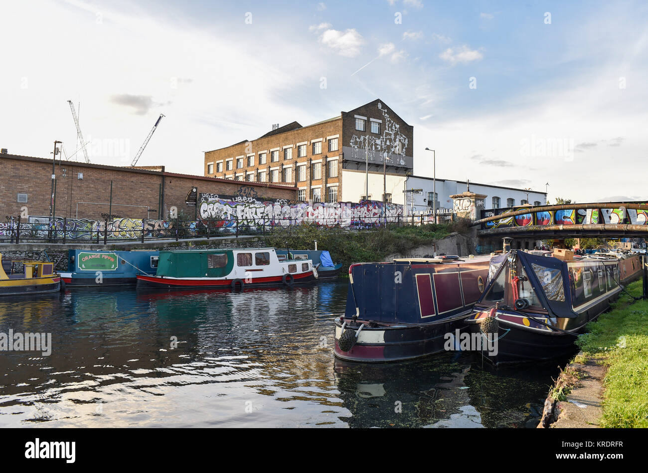 Hackney Wick London UK October 2017 - Narrowboats on the Canals around ...