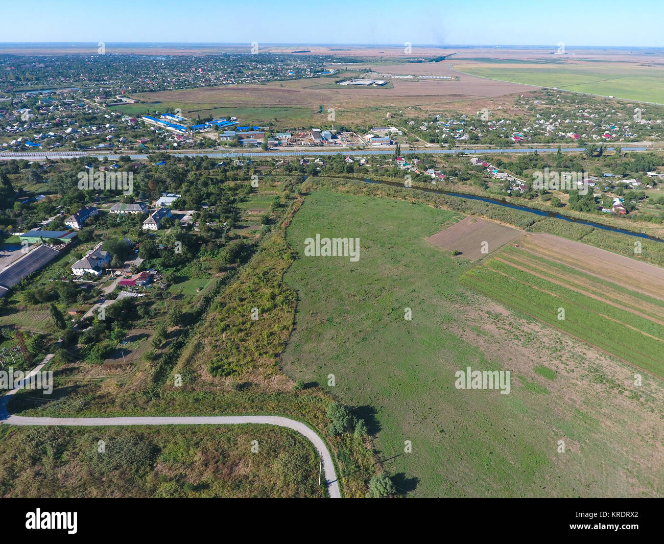 Top view of the small village Stock Photo - Alamy