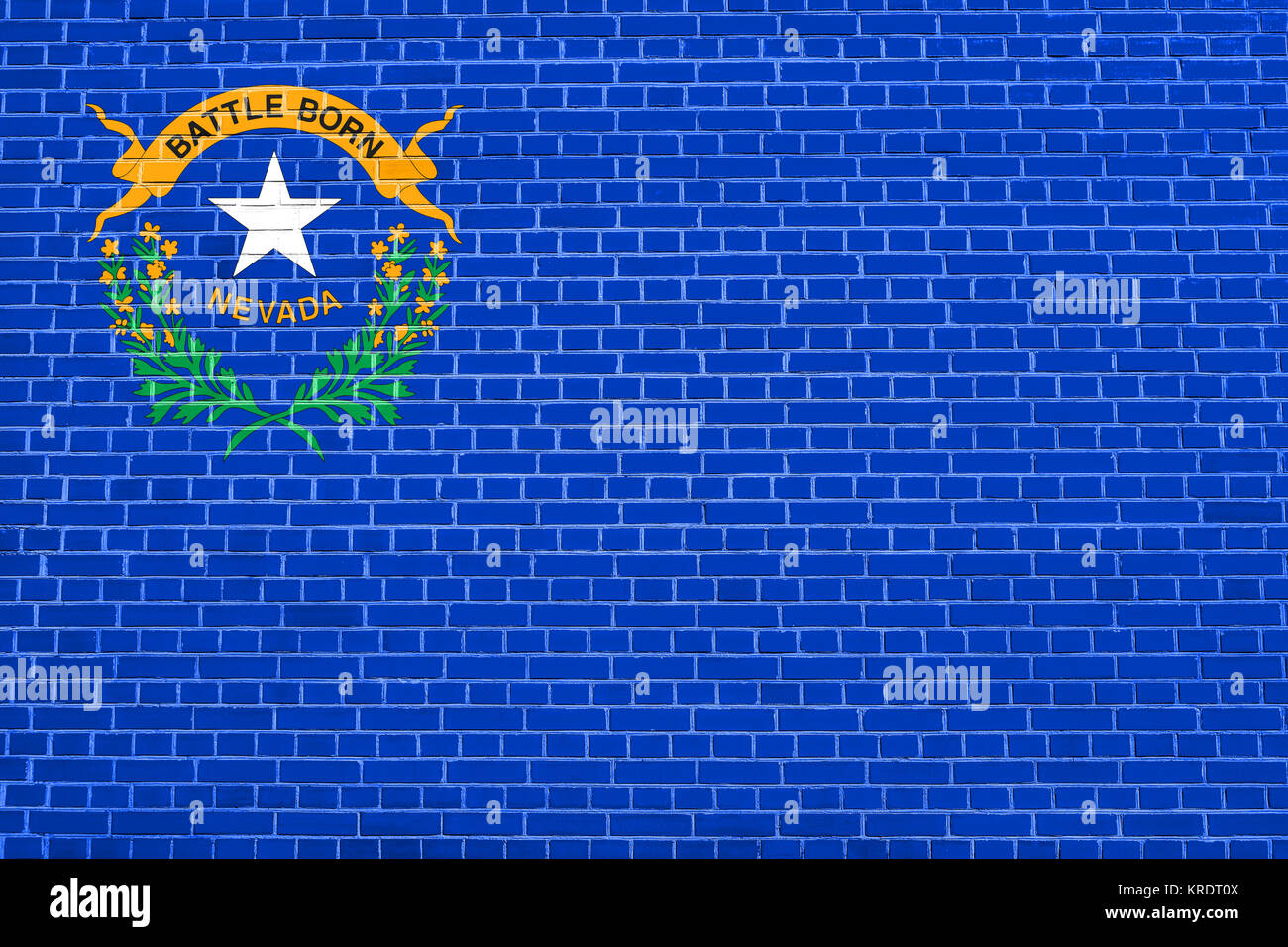 Flag of Nevada on brick wall texture background Stock Photo - Alamy