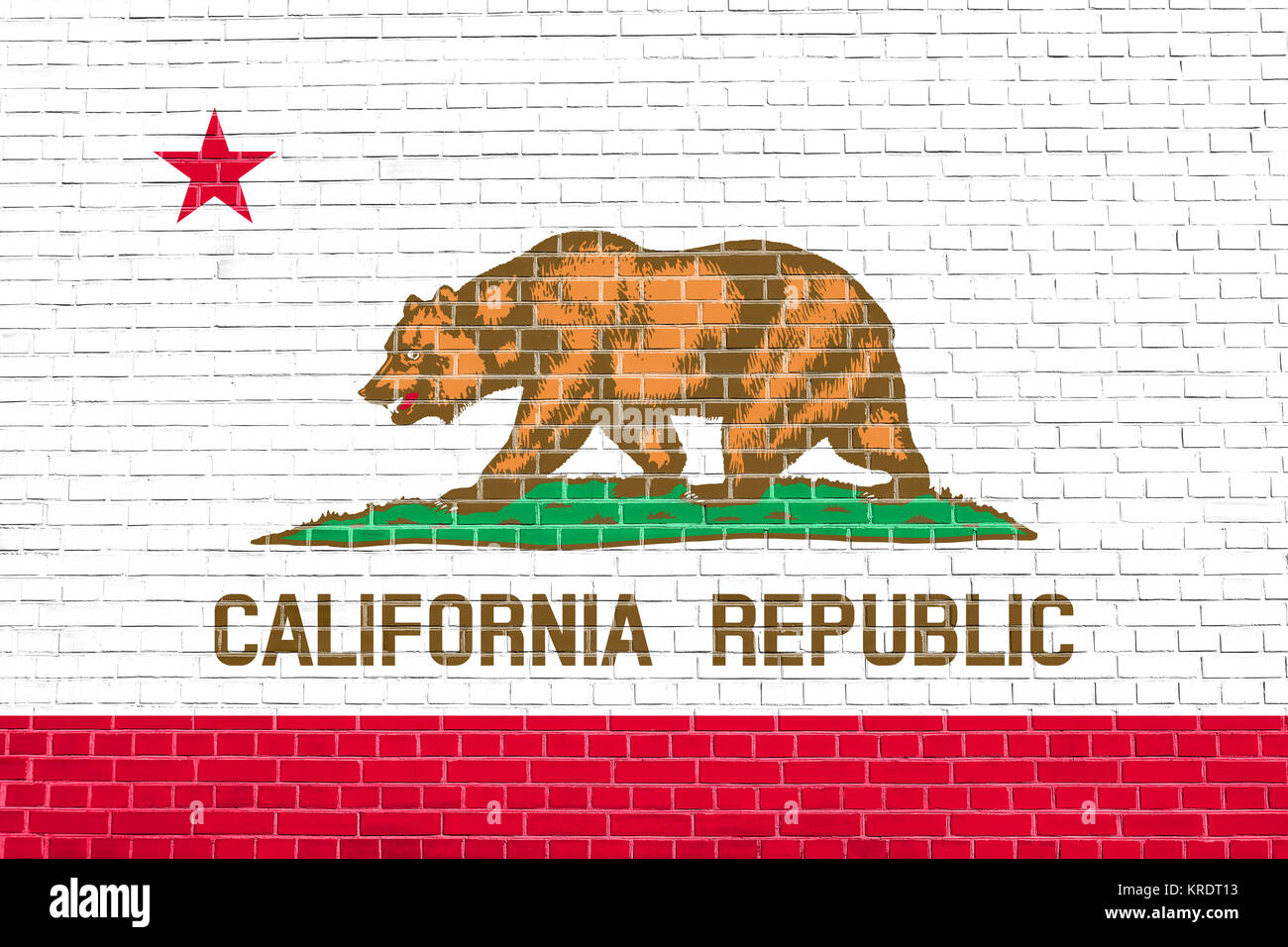 Flag of California, brick wall texture background Stock Photo - Alamy