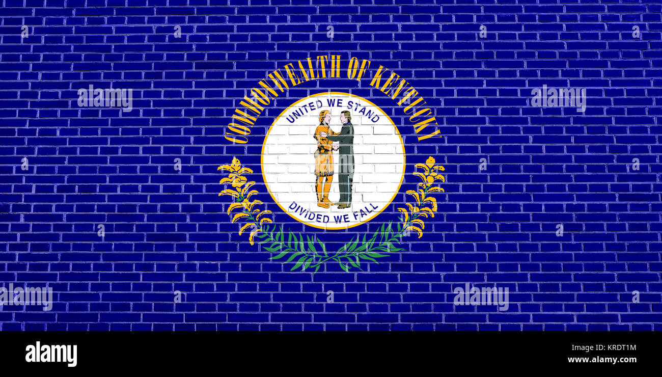 Flag of Kentucky on brick wall texture background Stock Photo - Alamy