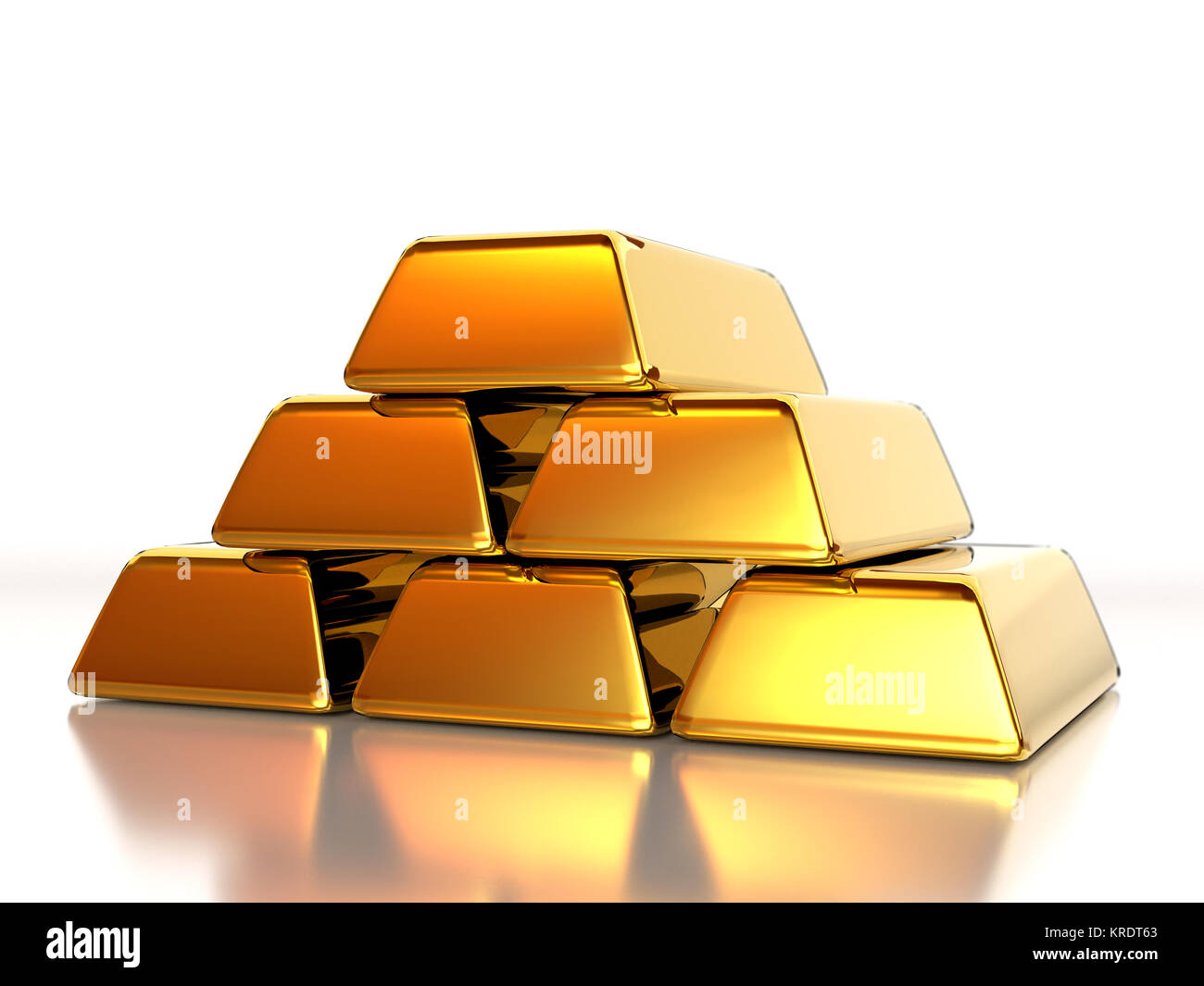 3D rendering of pile of gold ingots on white background Stock Photo - Alamy