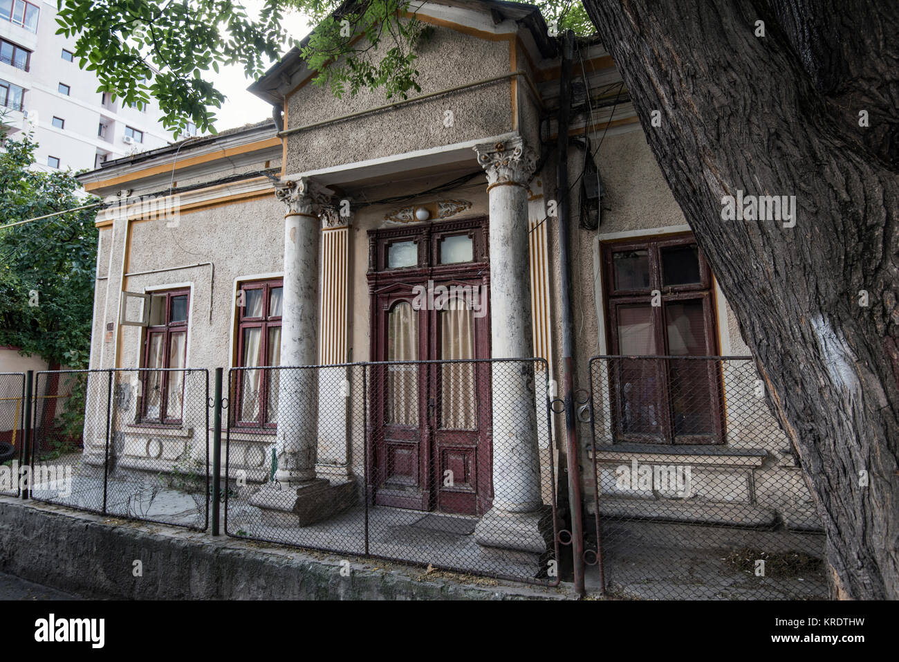 Old and abandoned building with valuable architecture in Bucharest ...