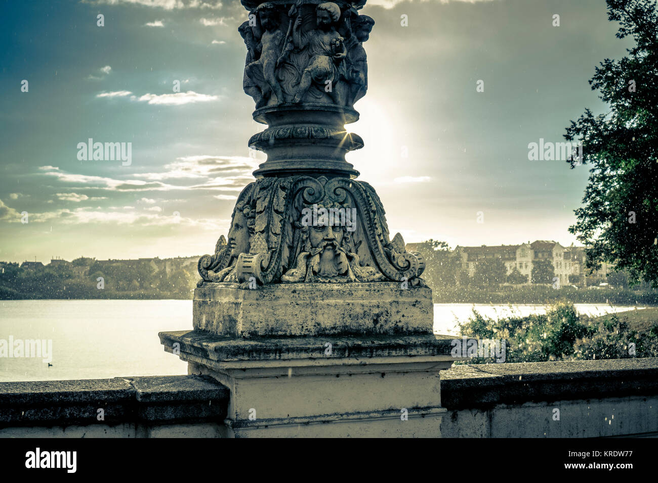 bridge pillar in front of the castle schwerin,mecklenburg-vorpommern ...