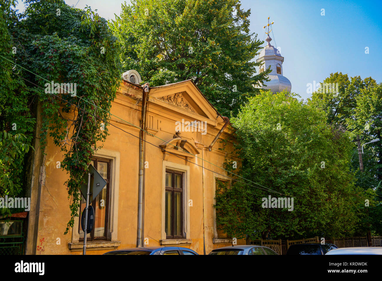 Old and abandoned building with valuable architecture in Bucharest ...
