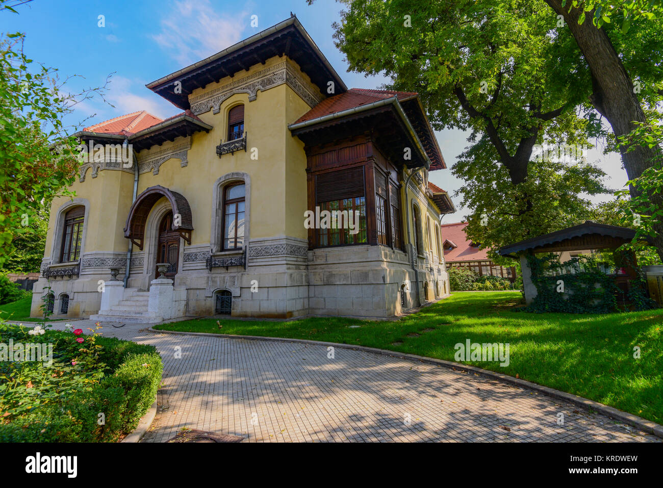 Old and abandoned building with valuable architecture in Bucharest ...