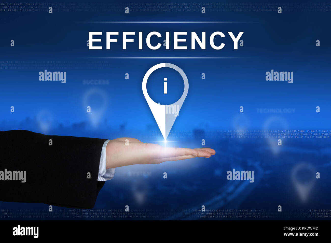 efficiency button on blurred background Stock Photo - Alamy