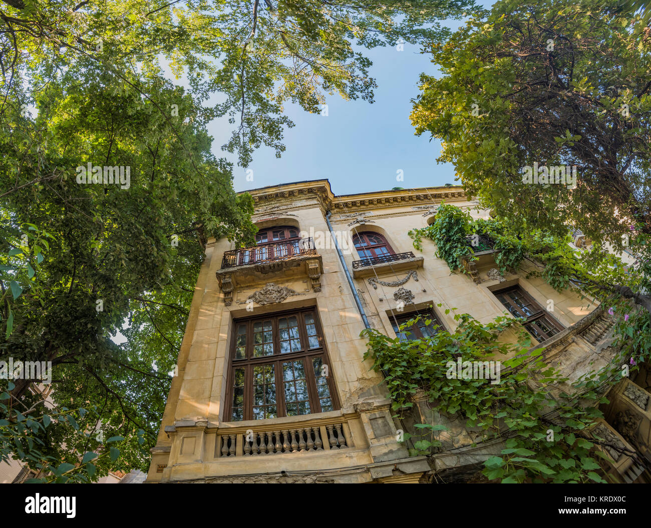 Old and abandoned building with valuable architecture in Bucharest ...
