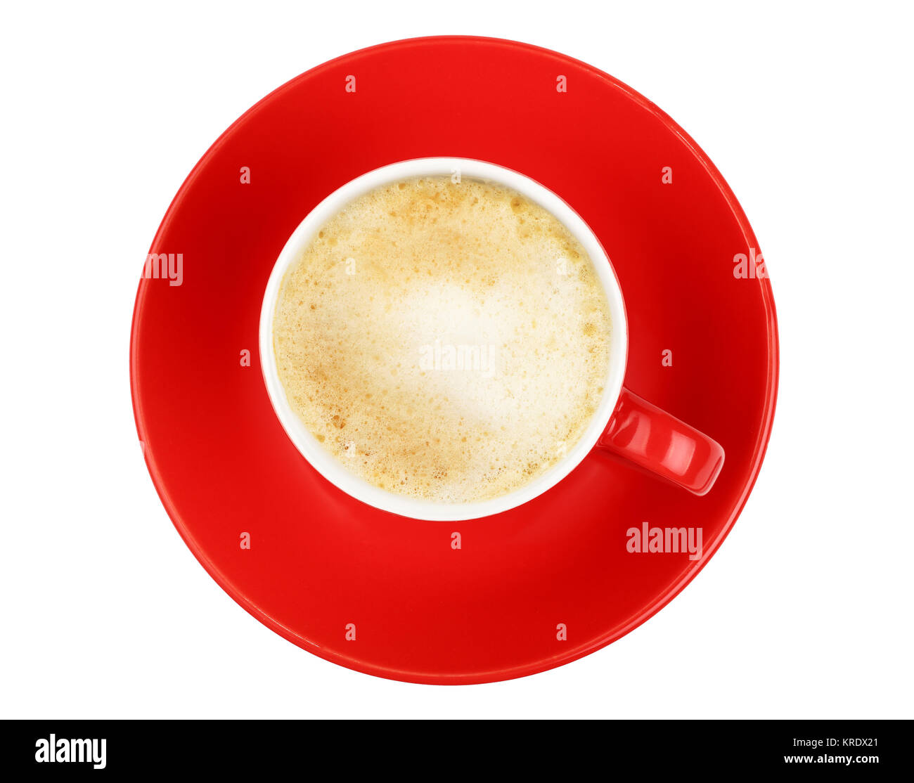 Latte cappuccino coffee red cup isolated on white Stock Photo - Alamy