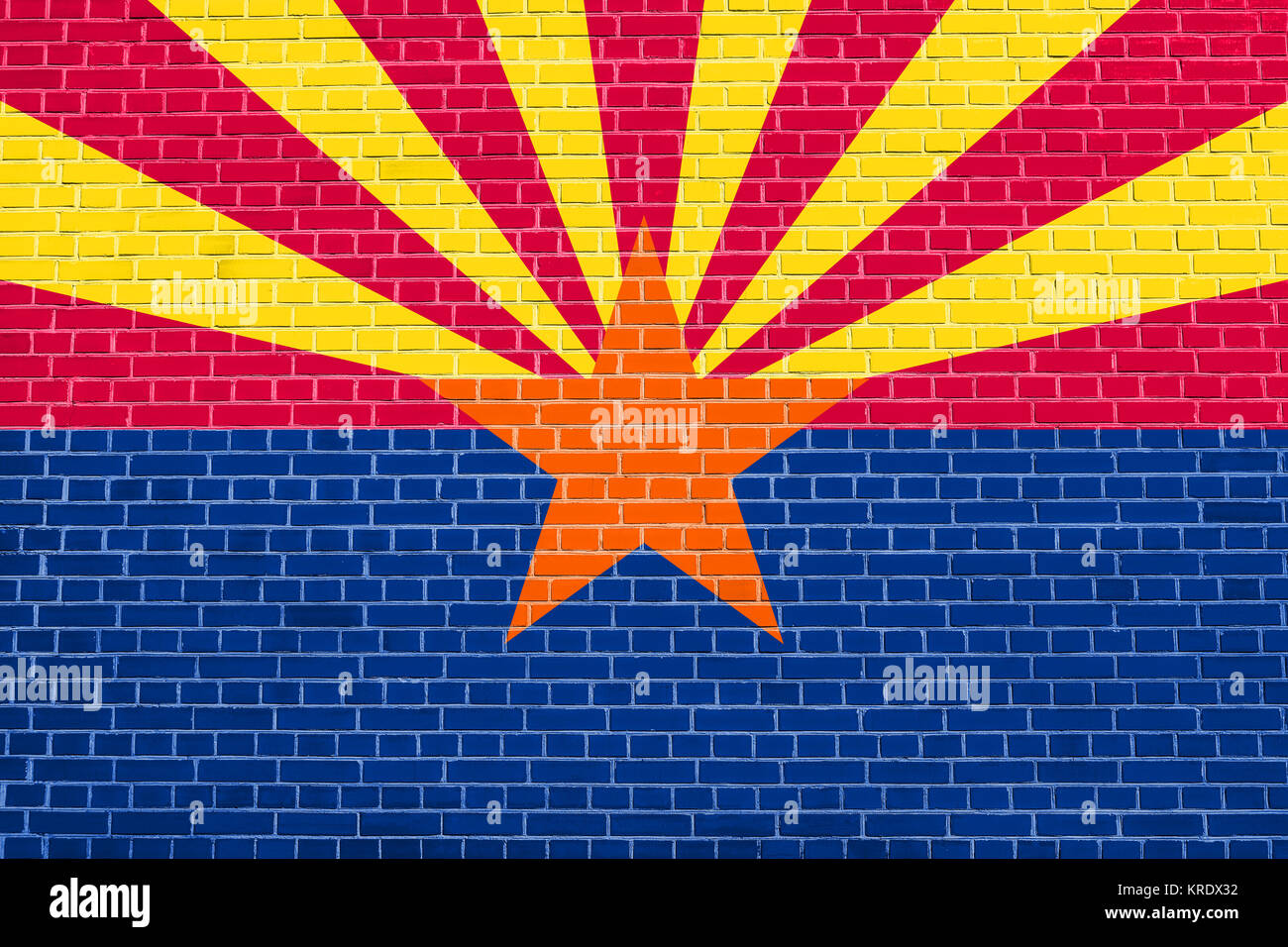 Flag of Arizona on brick wall texture background Stock Photo - Alamy