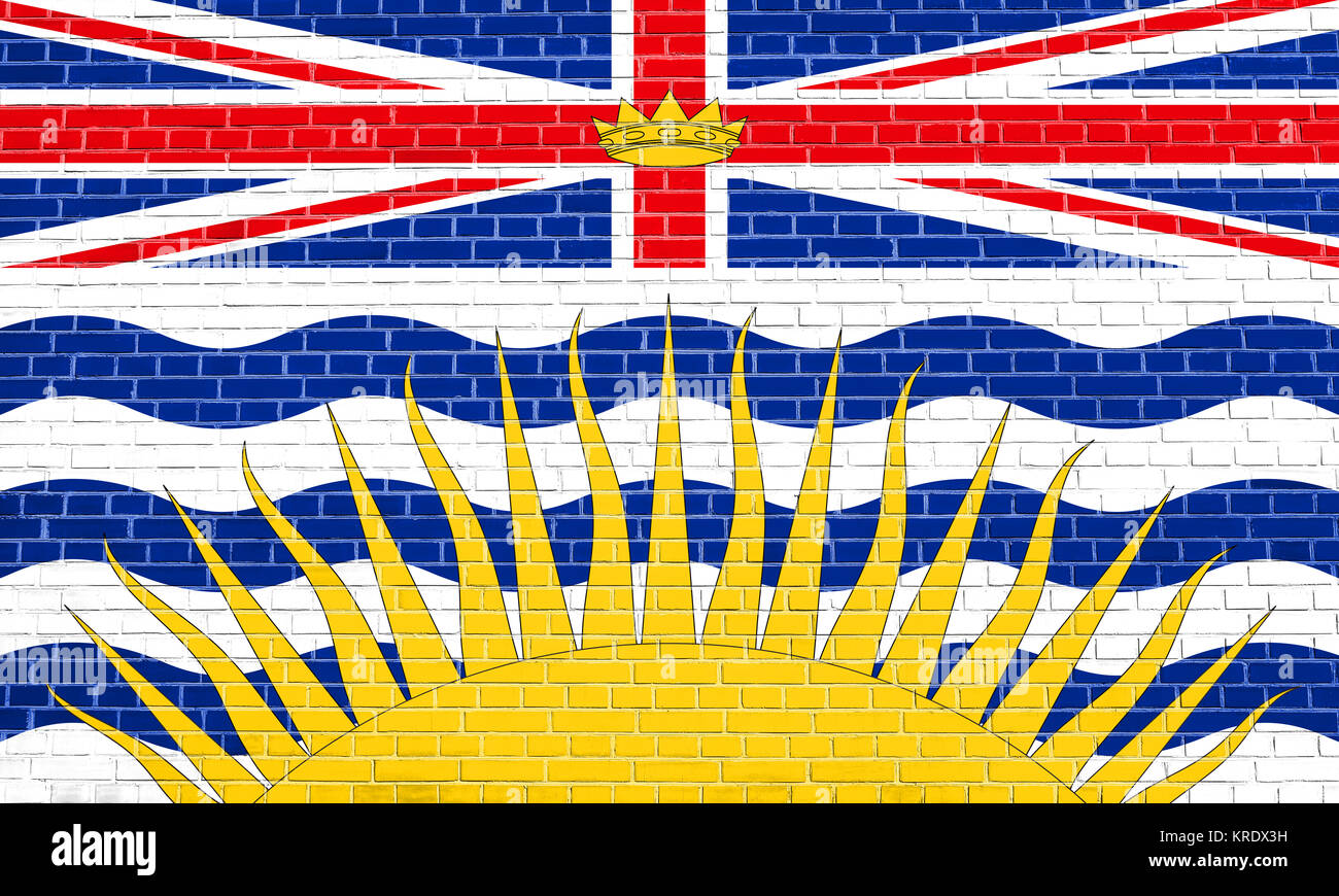 Flag of British Columbia on brick wall texture Stock Photo - Alamy