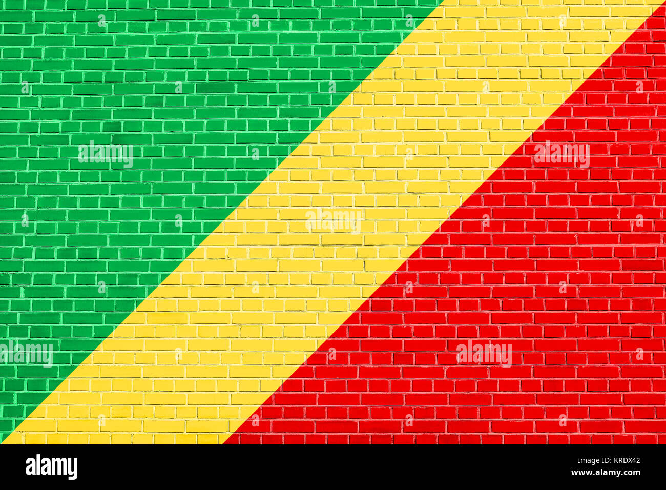 Flag of the Congo Republic on brick wall texture Stock Photo - Alamy