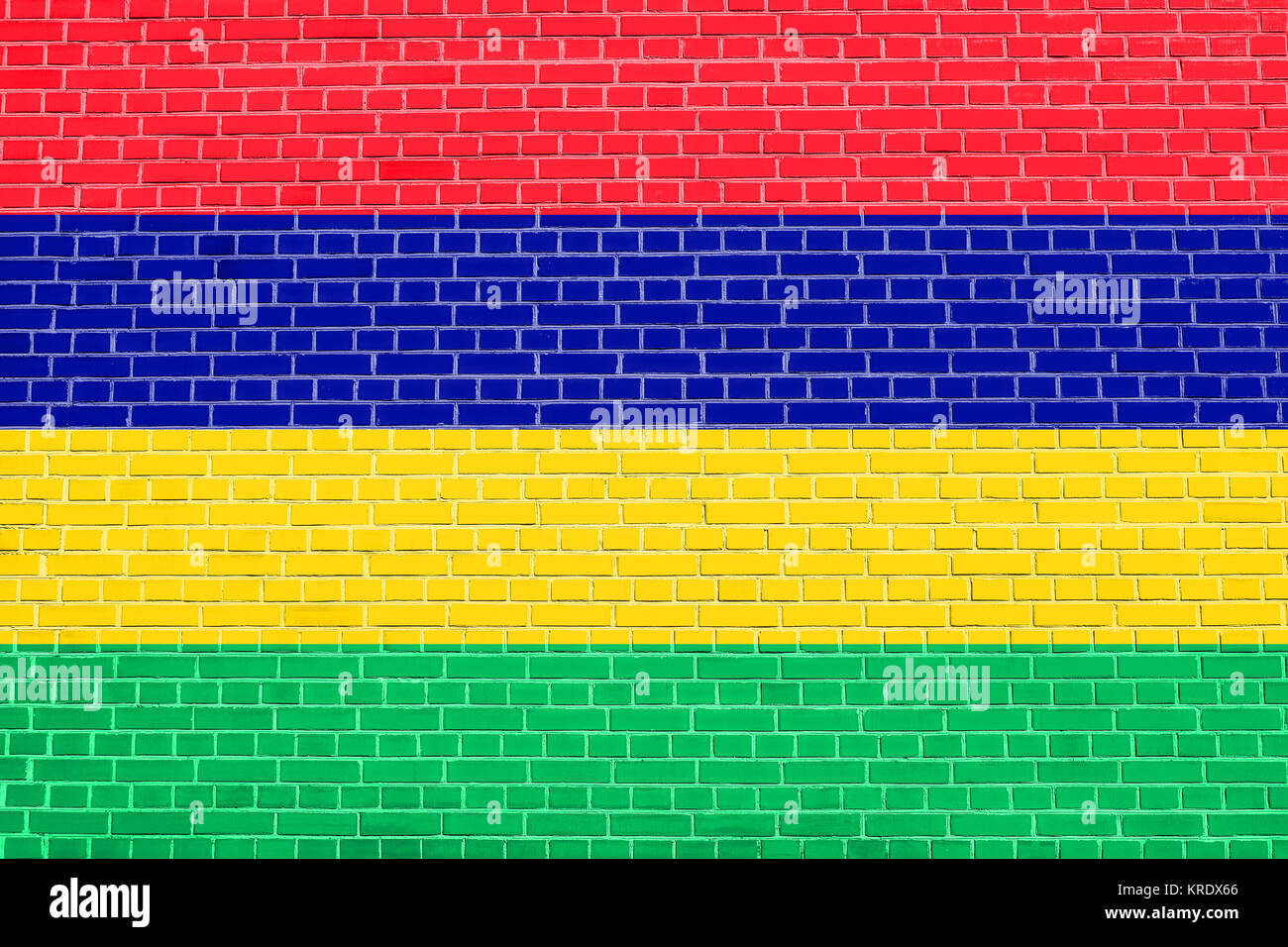 Flag of Mauritius on brick wall texture background Stock Photo - Alamy