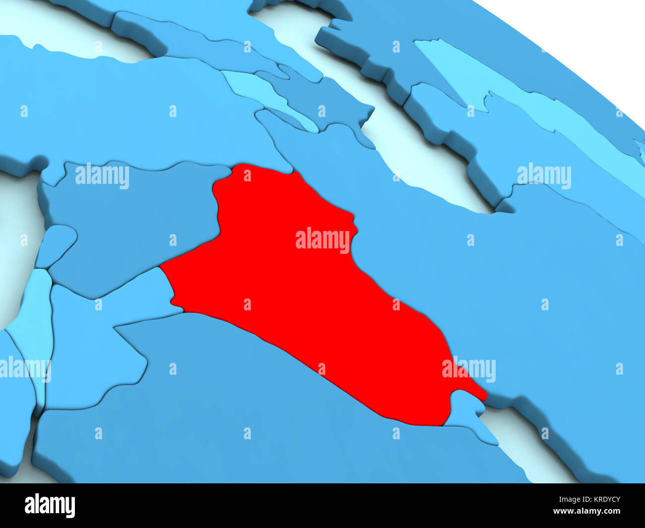 Iraq in red on blue globe Stock Photo - Alamy
