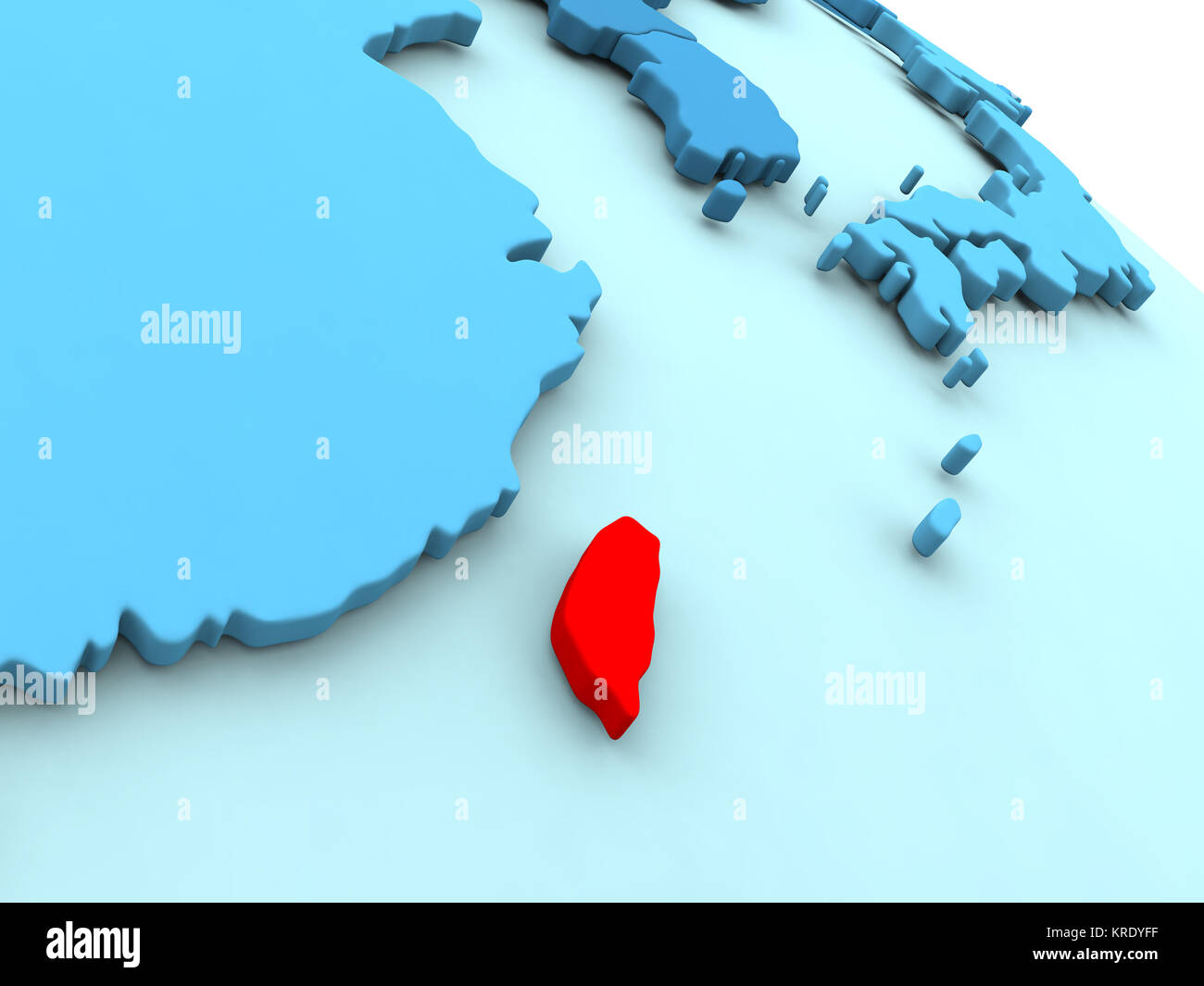 Taiwan in red on blue globe Stock Photo - Alamy
