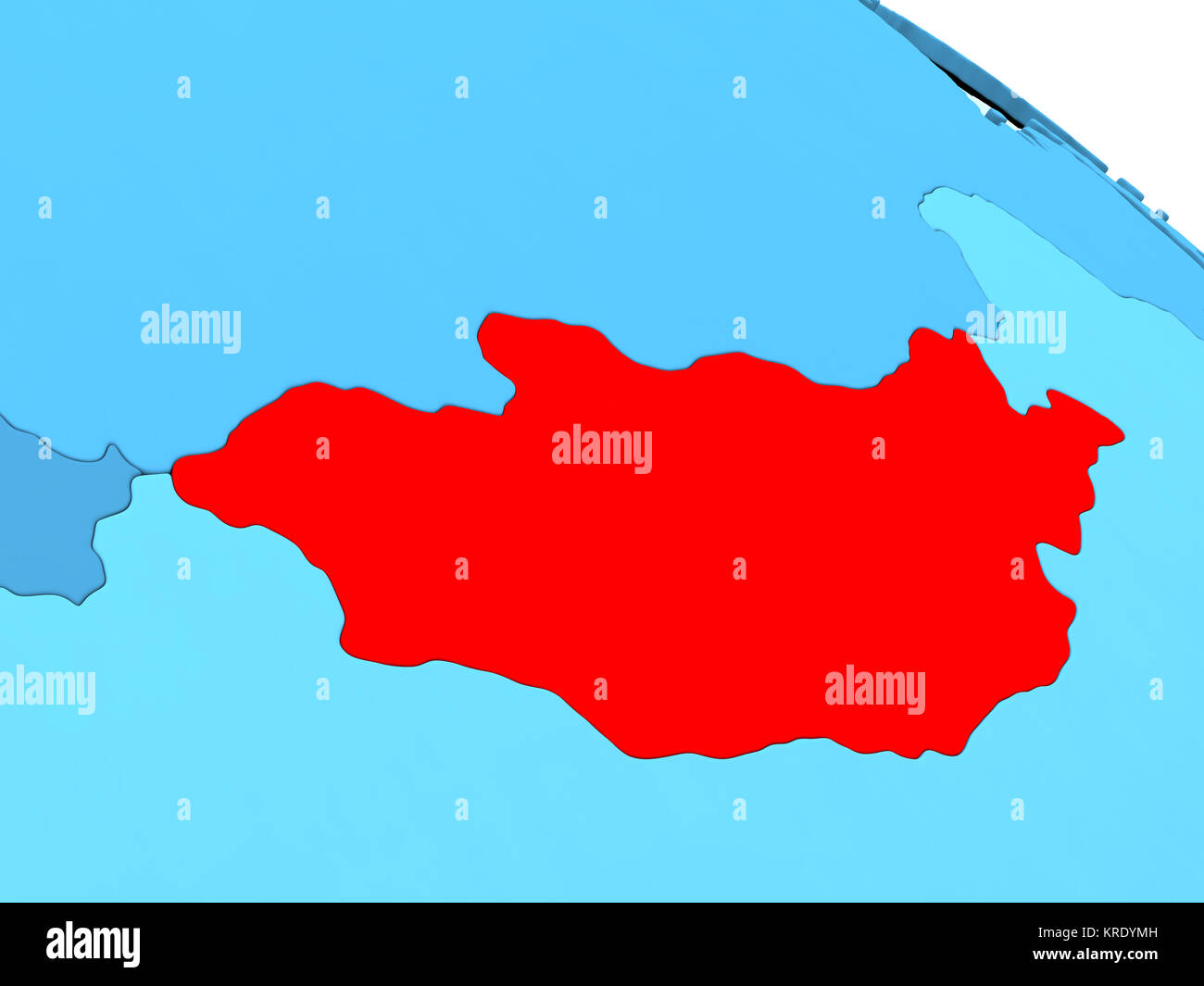 Mongolia in red on blue globe Stock Photo - Alamy
