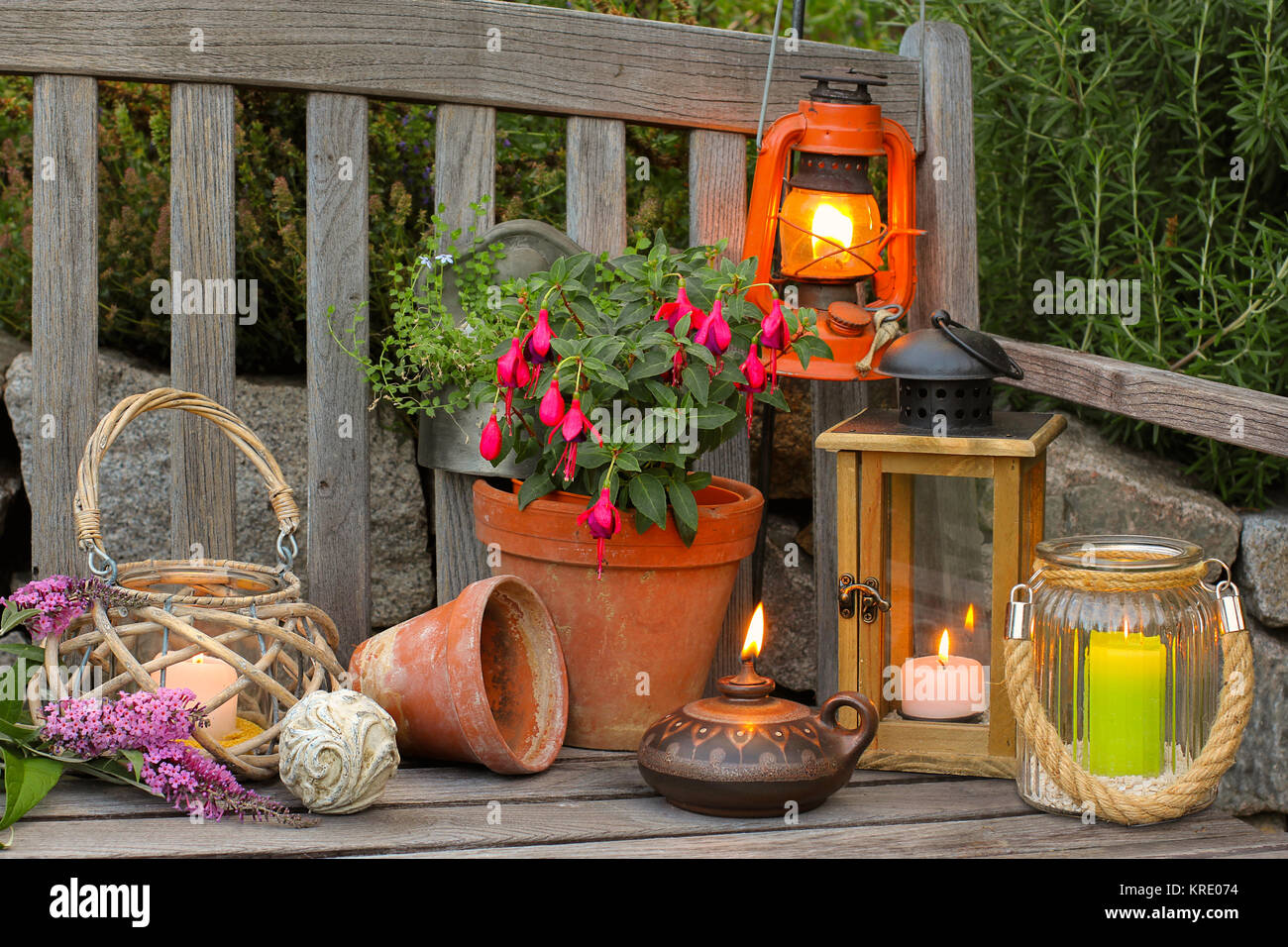 evening mood with lanterns and lights Stock Photo - Alamy
