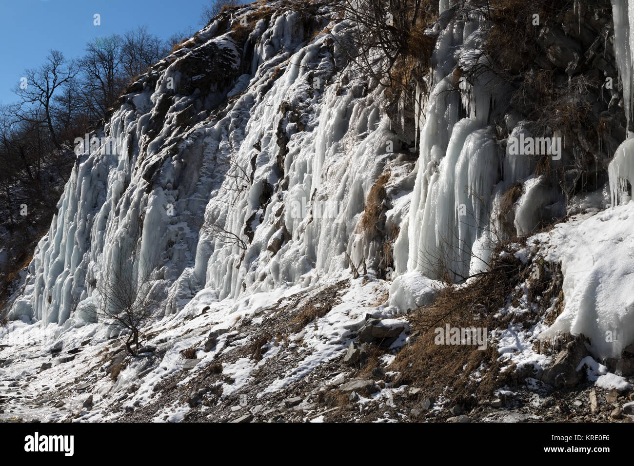 Big icefall in mountain at nice sun day. Winter in Georgia Stock Photo ...