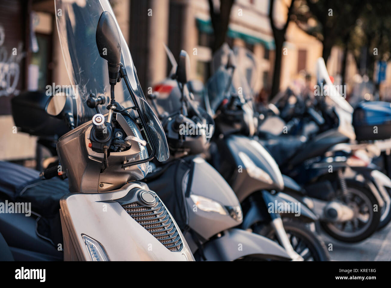 Row old motor scooters hi-res stock photography and images - Alamy