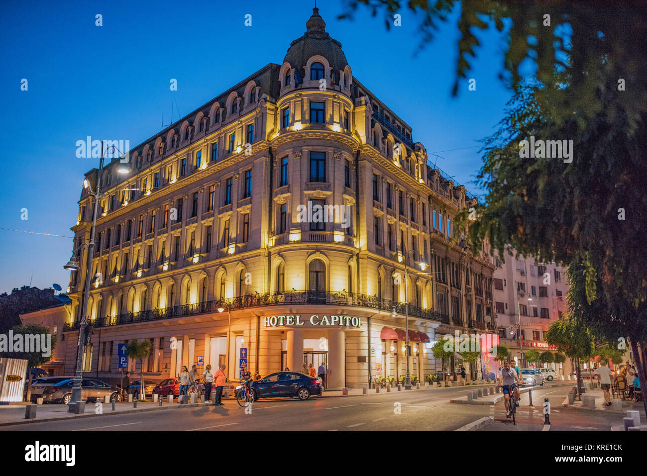 Bucharest, Romania - June 20, 2017: Bucharest city center view at night ...