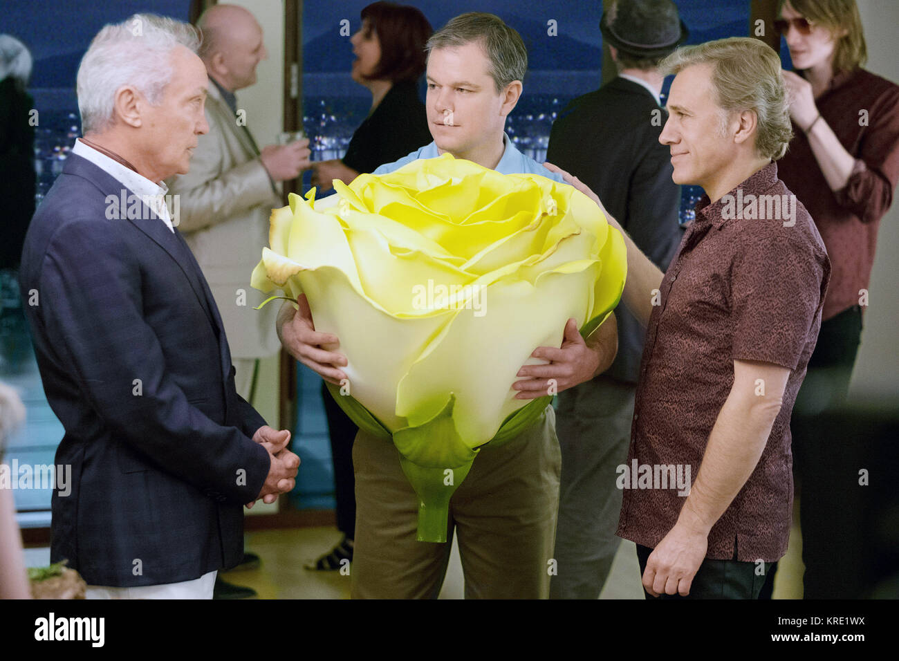 DOWNSIZING, from left: Udo Kier, Matt Damon, Christoph Waltz, 2017. ph ...