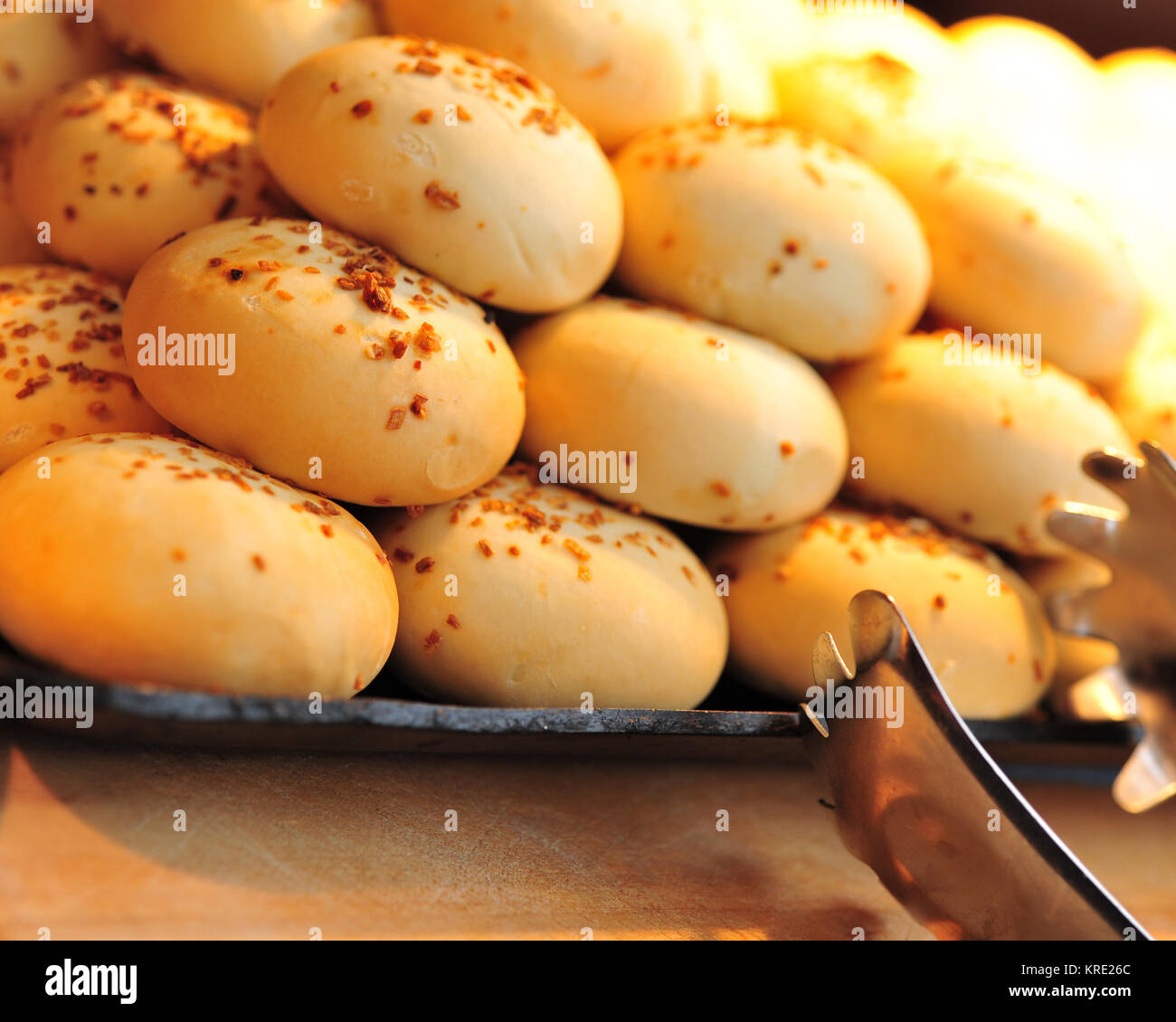 Stack of buns on a tray Stock Photo - Alamy