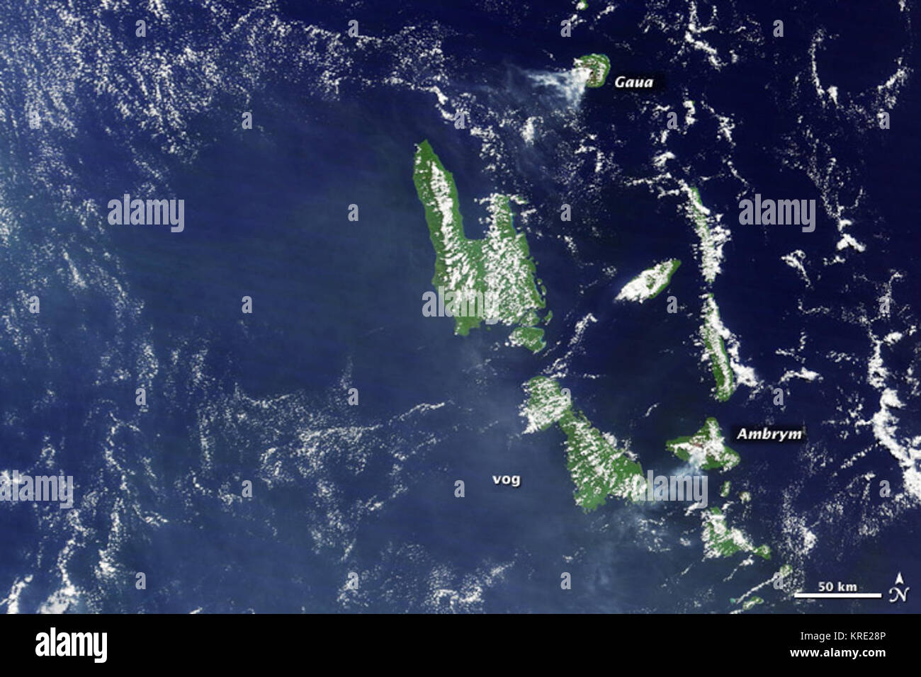 Eruption of Gaua Volcano 2010-04-12 detail Stock Photo - Alamy