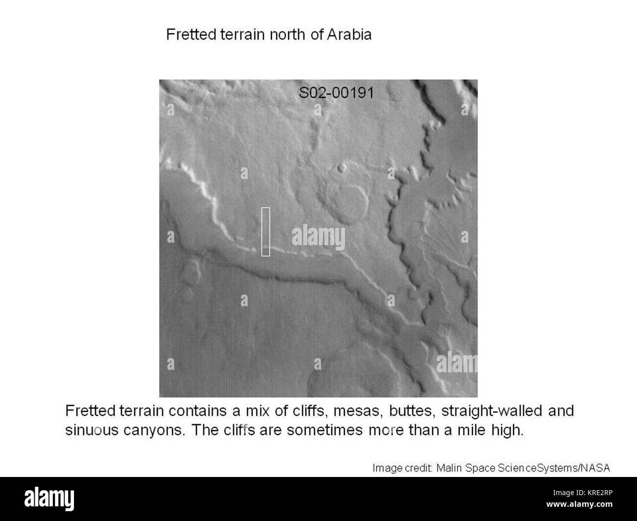 Fretted terrain of Ismenius Lacus taken with MGS Stock Photo - Alamy