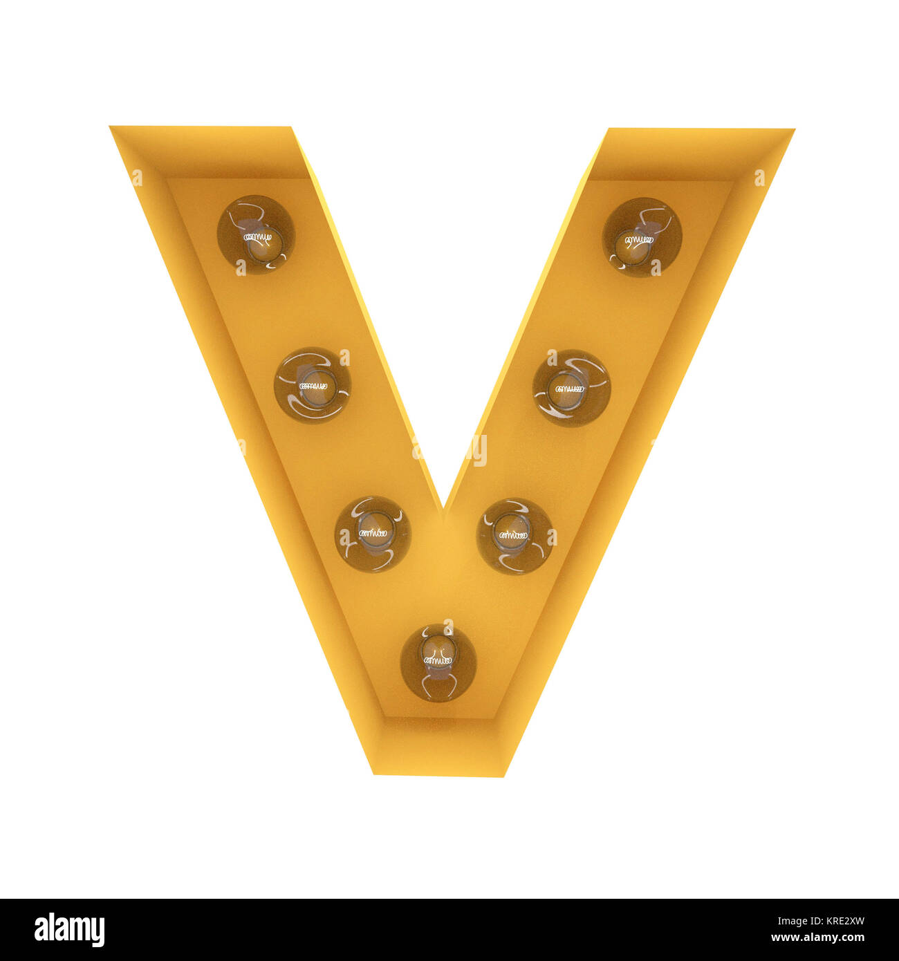 Letter V light sign yellow vintage. 3D rendering Stock Photo - Alamy