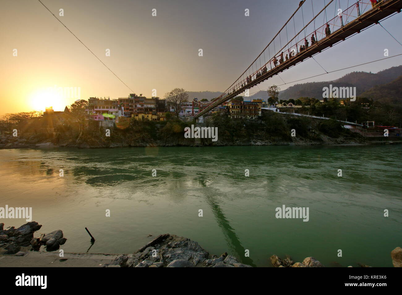 Ram Jula Laxman Jhoola Rishikesh India, Ganges river valley Stock Photo ...