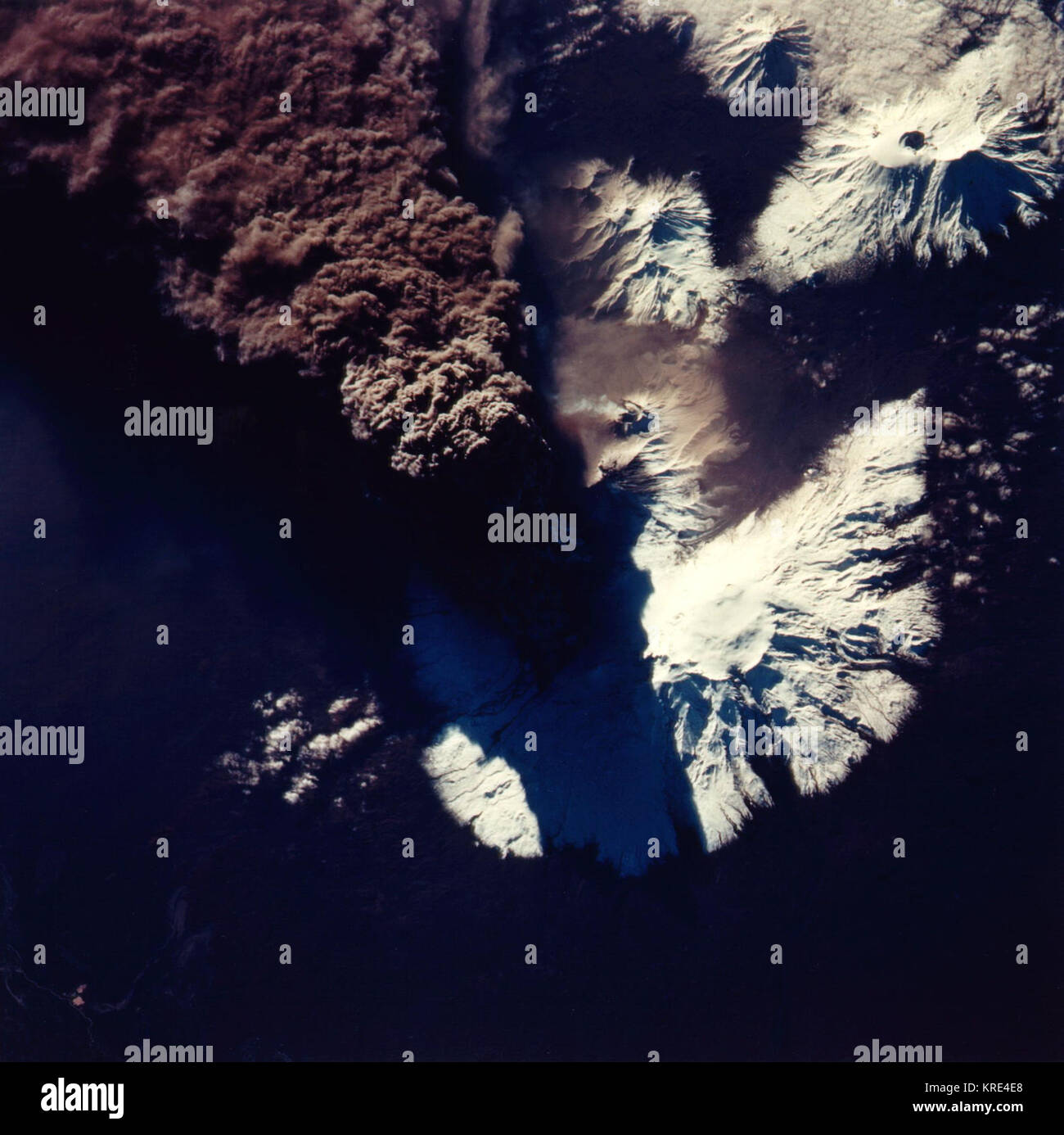 Kliuchevskoi Volcano eruption from space Stock Photo - Alamy